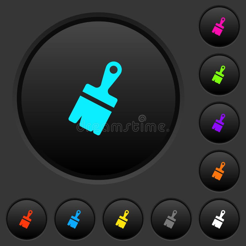 Paste with Brush Dark Push Buttons with Color Icons Stock Vector ...