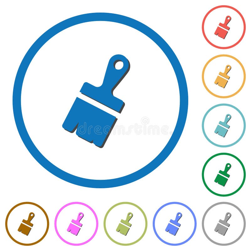 Paste with Brush Icons with Shadows and Outlines Stock Vector ...