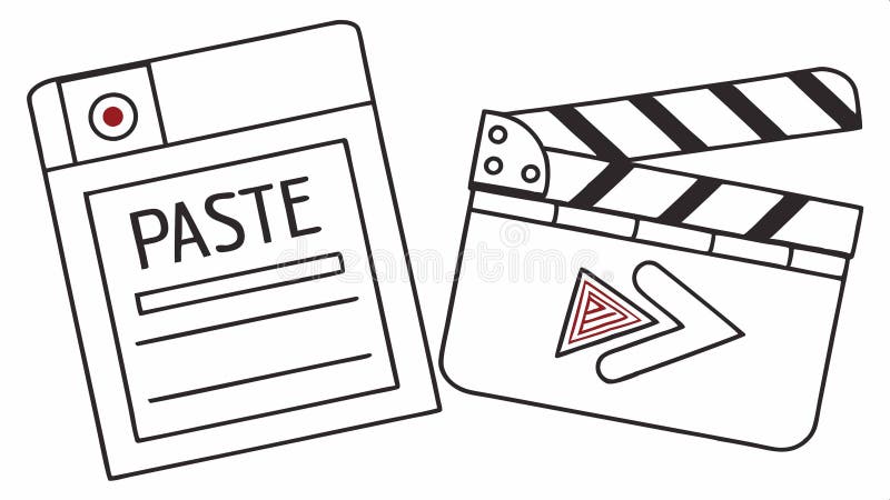 Paste Button with Clapperboard, Video Editing Tool, Post-production ...
