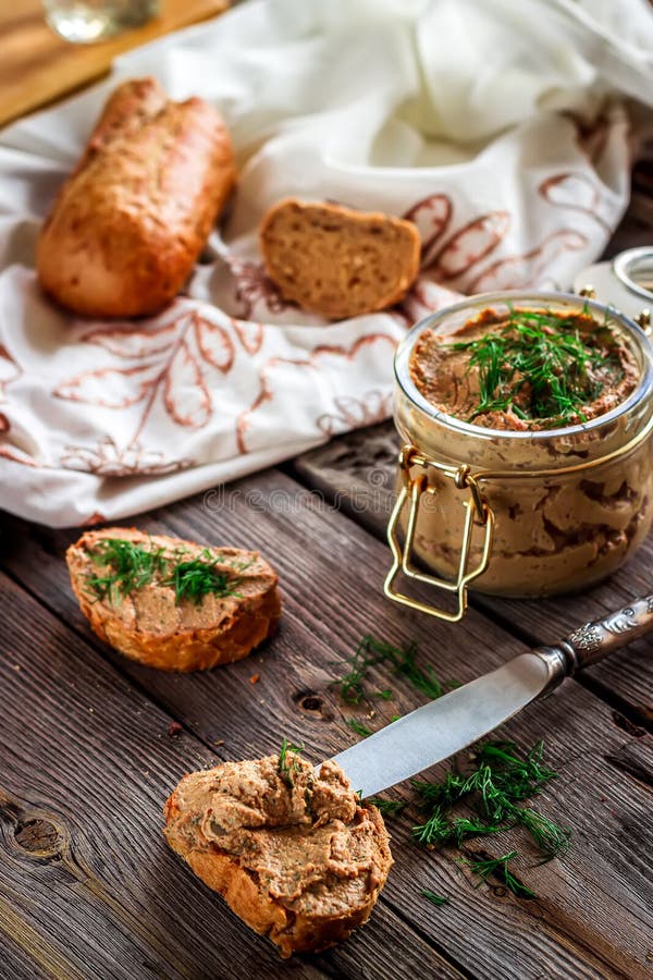 Paste from a chicken liver stock photo. Image of table - 53252580