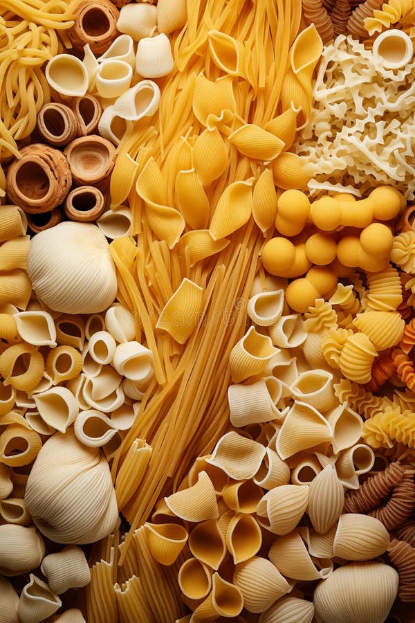 Paste. Different Types of Raw Pasta and Noodles on the Table Close-up ...