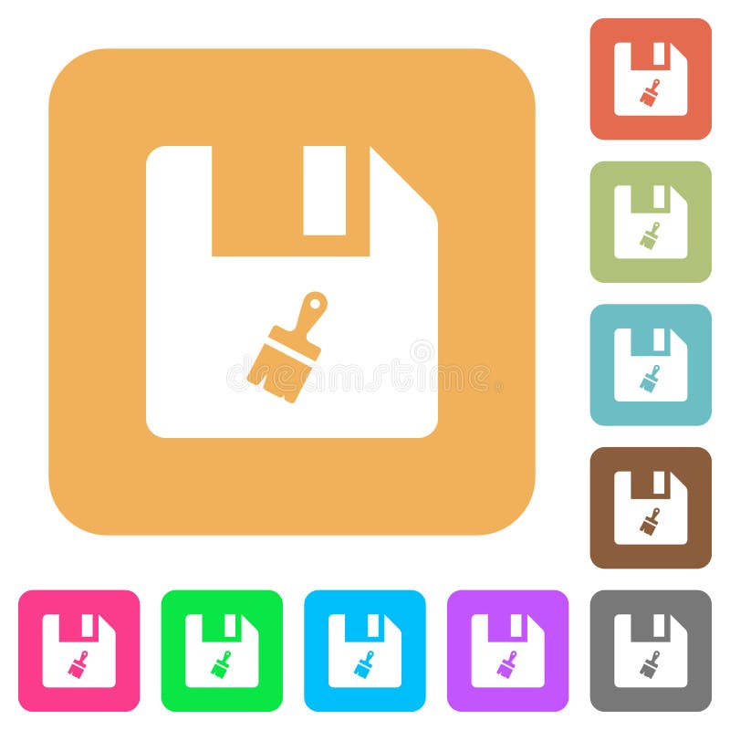 Paste File Rounded Square Flat Icons Stock Vector - Illustration of ...