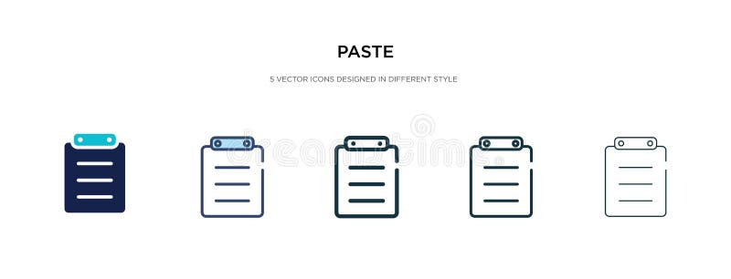 Paste Icon in Different Style Vector Illustration. Two Colored and ...