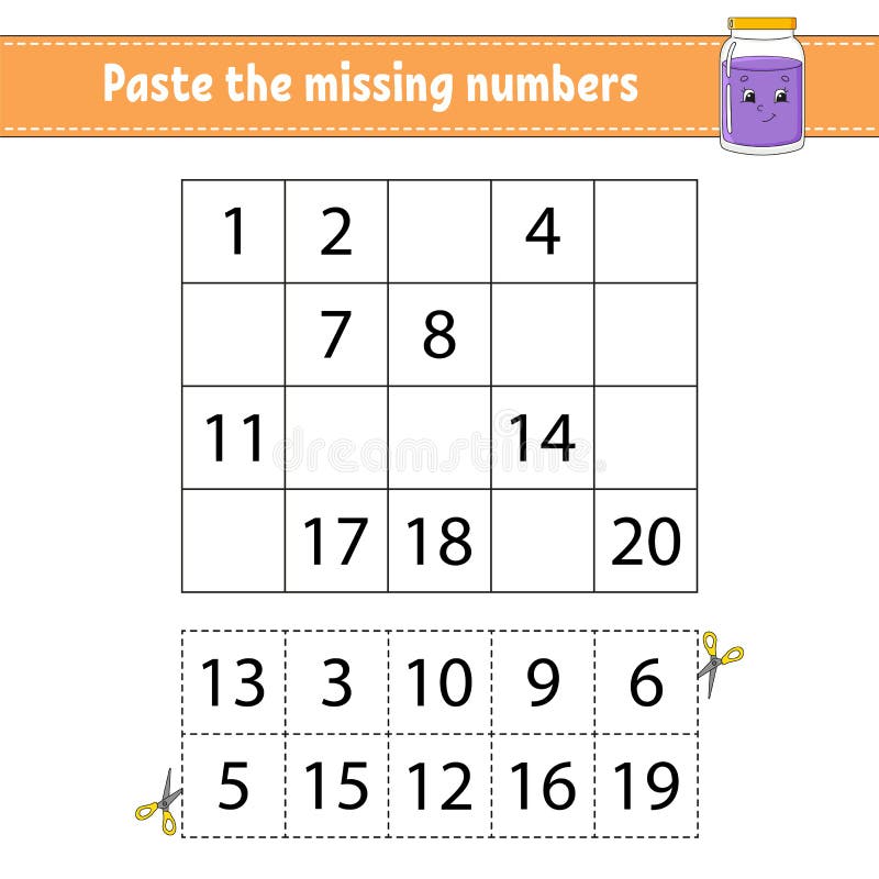 Paste the Missing Numbers. Handwriting Practice. Learning Numbers for ...