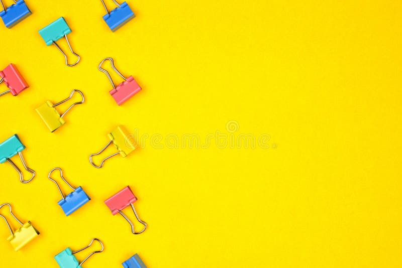 Paper Clip Side Border on a Blue Paper Background with Copy Space Stock ...