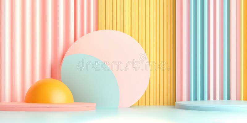 Pastel Abstract Geometric Minimal Background with Colorful Circles and ...