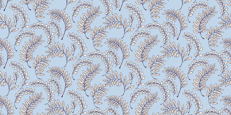 Pastel Abstract Lines Branches Leaves Scattered Randomly in a Seamless ...