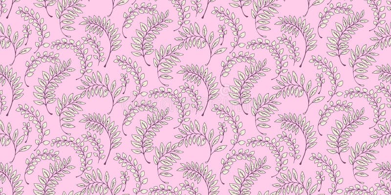 Pastel Abstract Small Branches Leaves Scattered Randomly in a Seamless ...