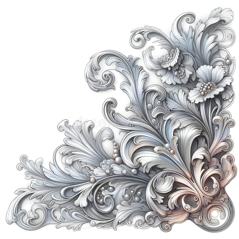 Pastel Art Nouveau Corner Frame Illustration Stock Image - Image of ...