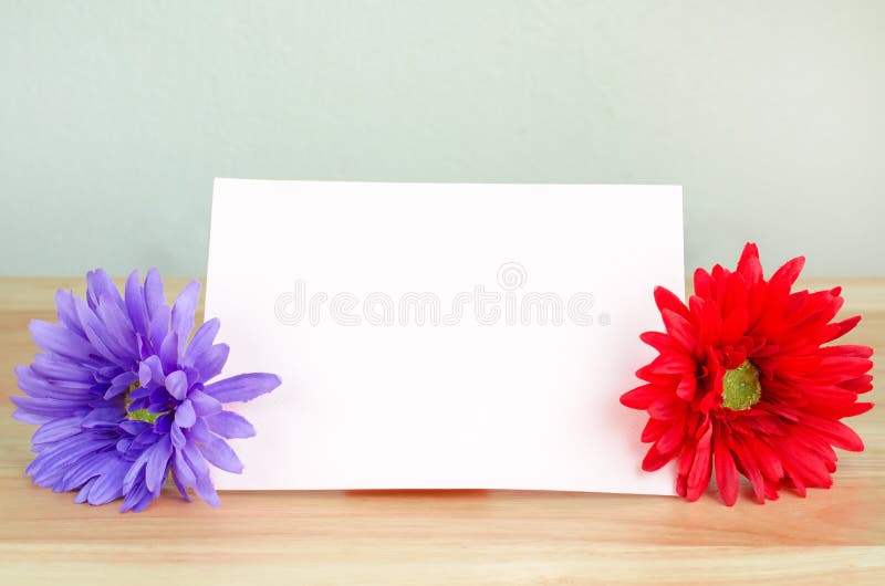 Pastel Artificial Flower with White Note Paper Stock Image - Image of ...