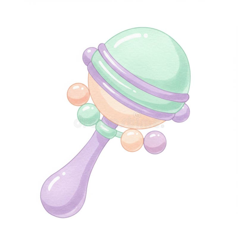 Pastel Baby Rattle Toy Illustration Stock Illustration - Illustration ...