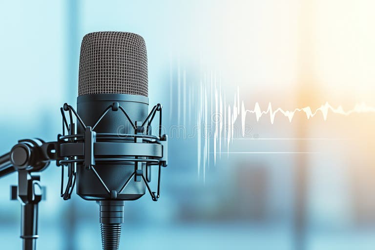 Pastel Background with Microphone and Waveform Design for Podcasting ...