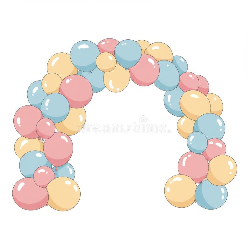 Pastel Balloon Arch Decoration for Party Celebration Stock Illustration ...
