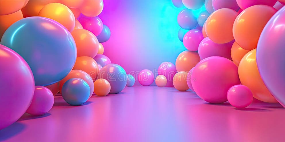Pastel Balloon Path: a Vibrant Array of Spherical Shapes Leading To a ...