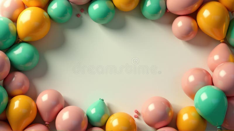 Pastel Balloons Frame with Copy Space Stock Illustration - Illustration ...