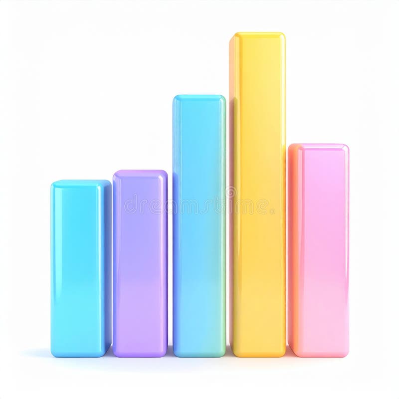 Pastel Bar Graph Showing Upward Trend Stock Illustration - Illustration ...