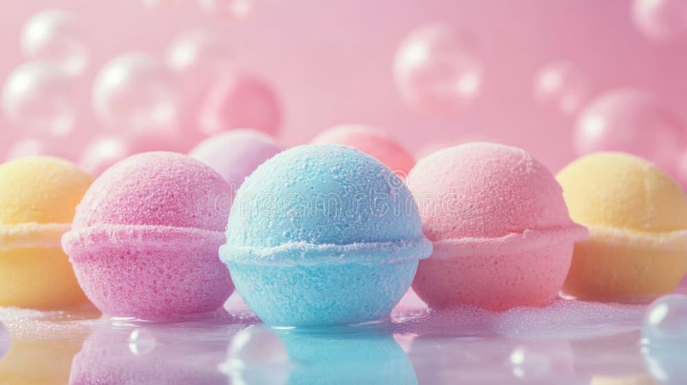 Pastel Bath Bombs Bubbles Background Scene Stock Illustration - Illustration of round, whimsical ...
