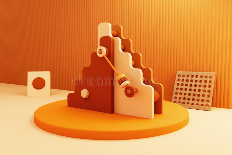 Geometric Shapes in an Abstract Composition with Elements of Toys. 3D ...