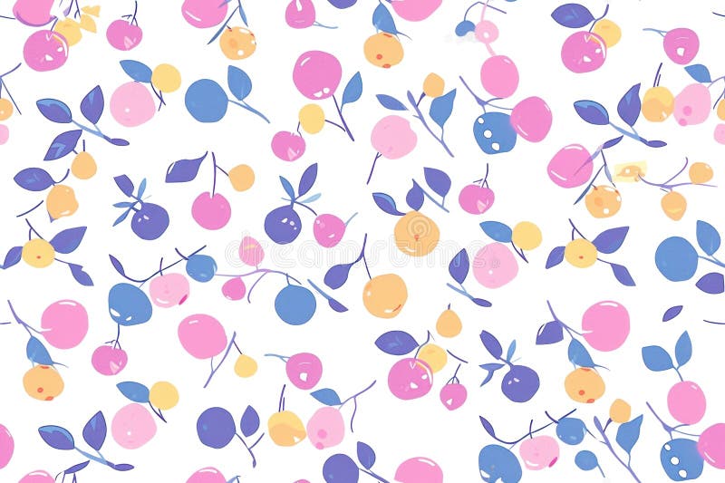 Pastel Berries Pattern on Transparent Background Stock Image - Image of ...