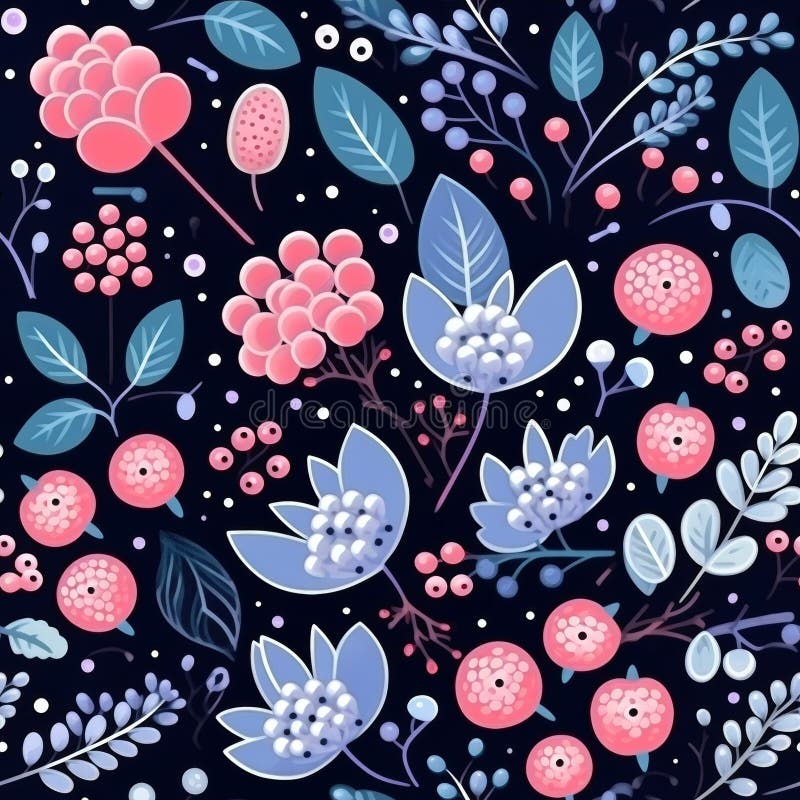 Pastel Berry Seamless Pattern, Vector Illustration for Design Projects ...