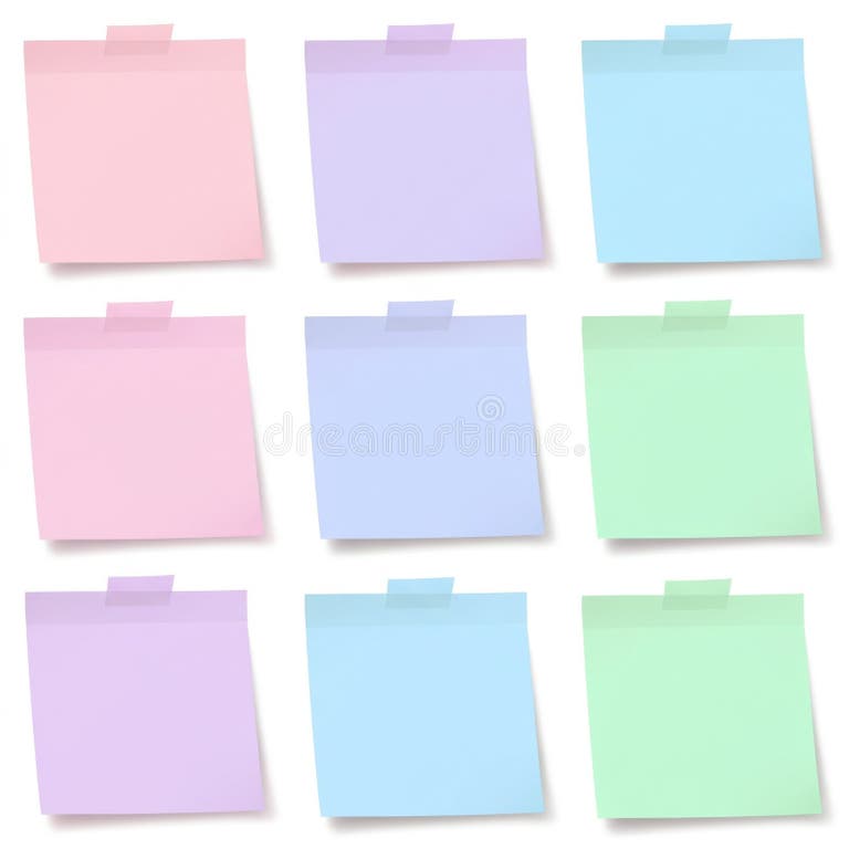 Pastel Blank Sticky Notes on White Background Stock Illustration ...
