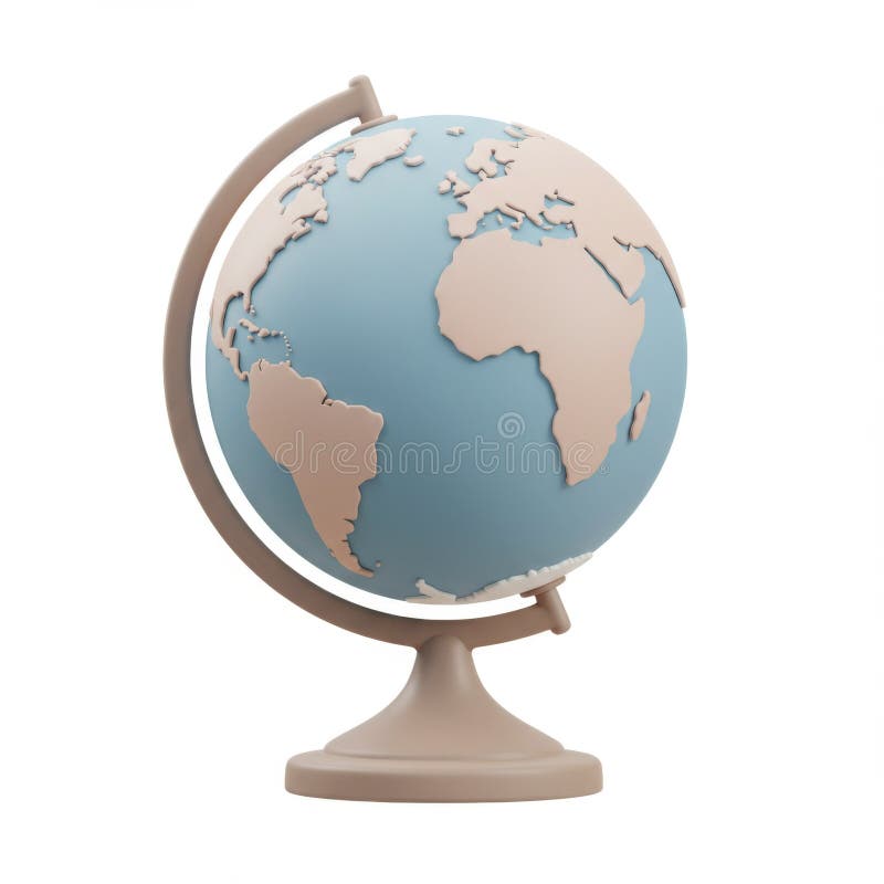 Pastel Blue and Beige 3D Rendered Globe Model Stock Illustration ...