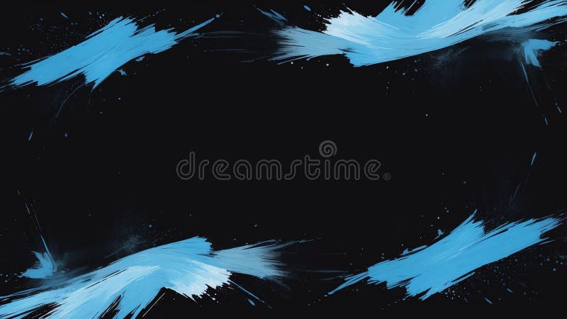 Pastel Blue Brush Stokes Border Frame on Black B Ai Generated Stock ...