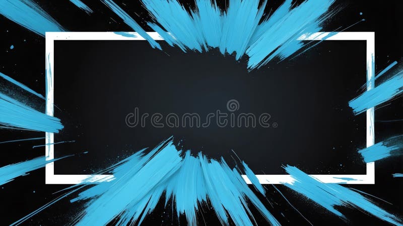 Pastel Blue Brush Stokes Border Frame on Black B Ai Generated Stock ...