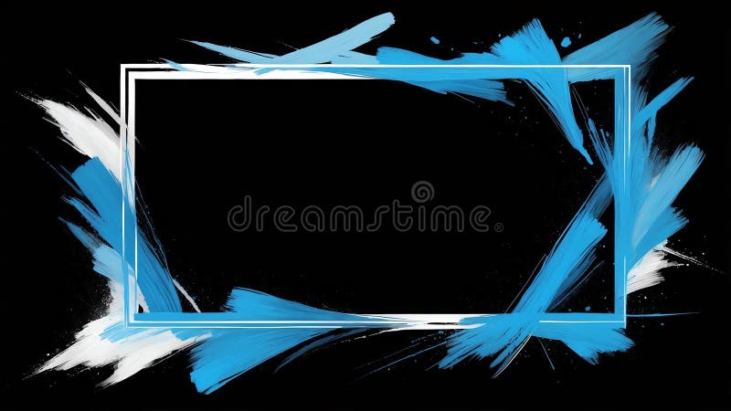 Pastel Blue Brush Stokes Border Frame on Black B Ai Generated Stock ...