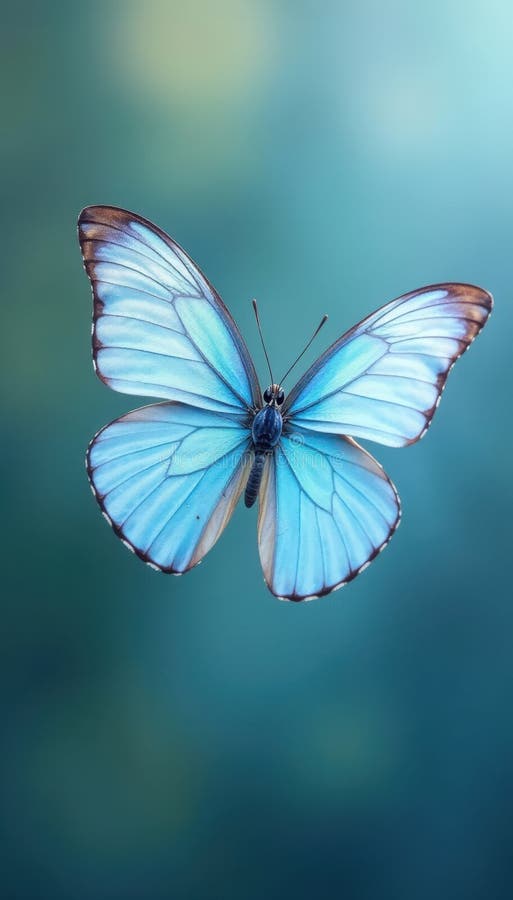 Pastel Blue Butterfly in Flight, Isolated Soft, Dreamy Background ...