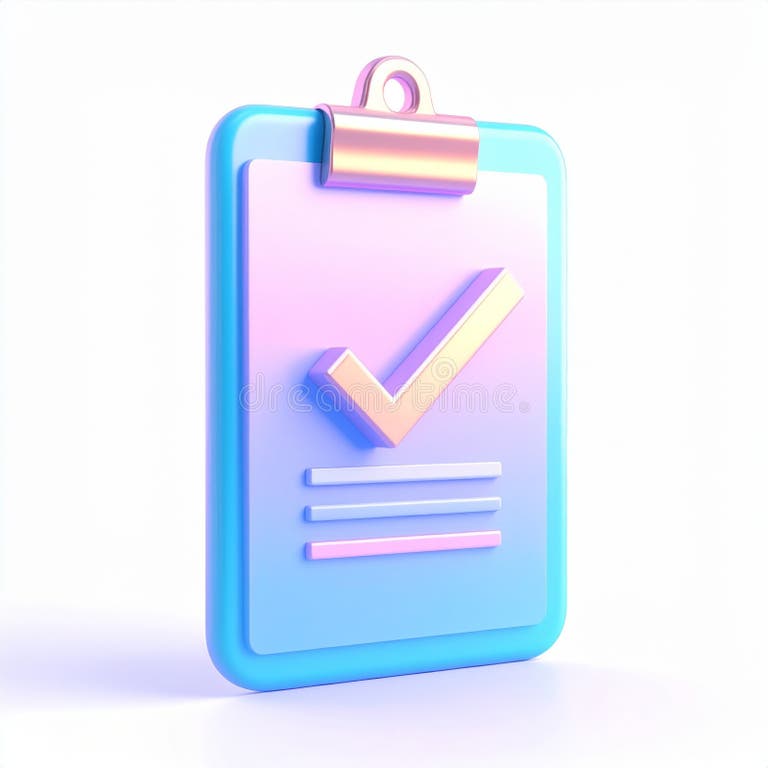 Pastel Blue Checklist 3D Render Stock Illustration - Illustration of ...