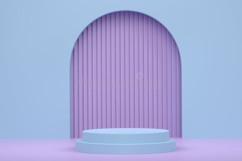 Pastel Blue Cylinder Podium with Steps on Violet Background Stock ...