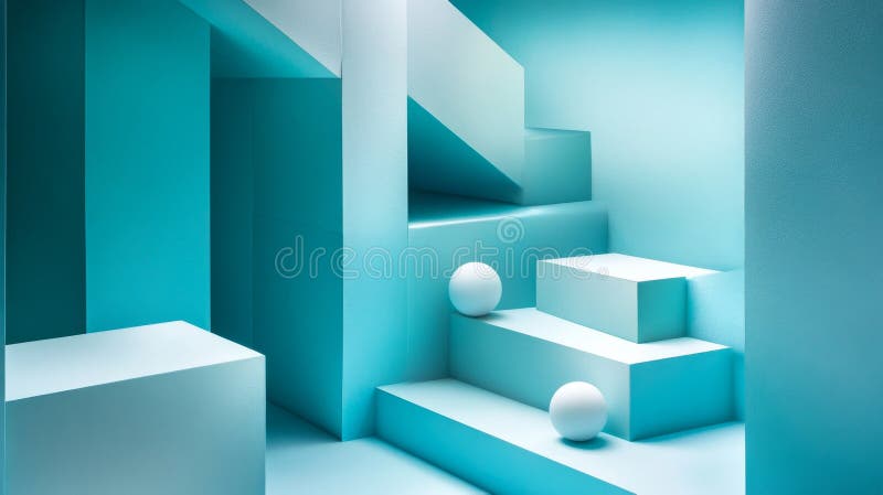 Pastel Blue 3D Geometric Shapes Form an Abstract Background Stock Image ...