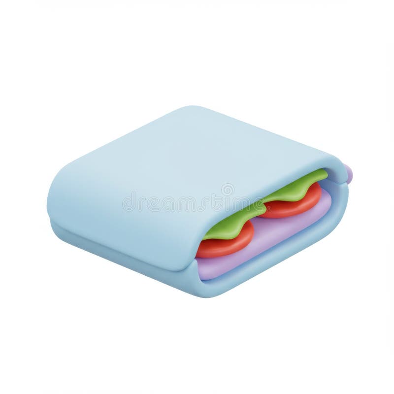 Pastel Blue 3D Render of a Wrapped Sandwich Stock Illustration ...