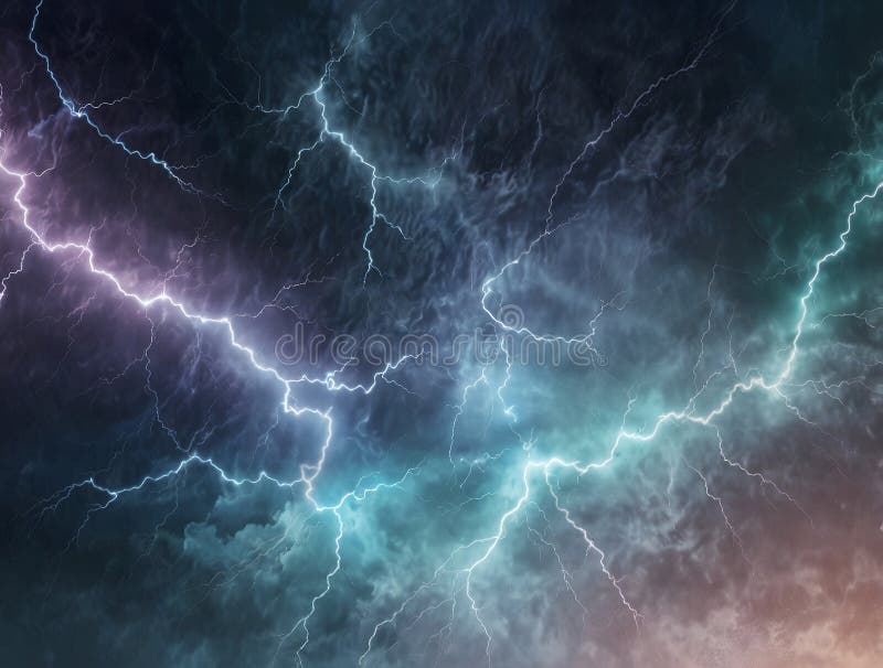 Pastel Blue Fantasy Lightning Abstract Background Stock Illustration ...