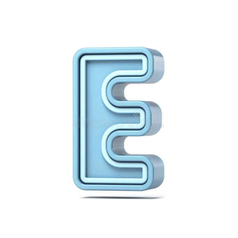 Pastel Blue Font Letter E 3D Stock Illustration - Illustration of icon ...