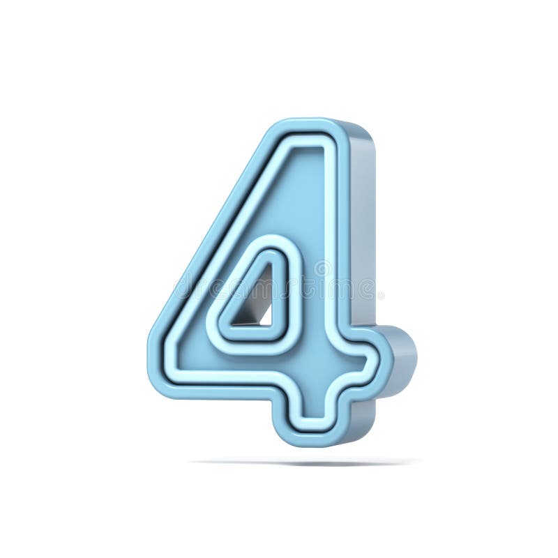 Pastel Blue Font Number 4 FOUR 3D Stock Illustration - Illustration of ...