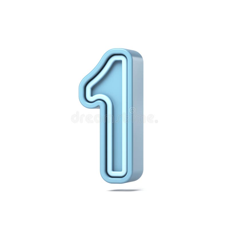 Pastel Blue Font Number 1 ONE 3D Stock Illustration - Illustration of ...
