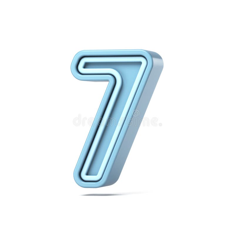 Pastel Blue Font Number 7 SEVEN 3D Stock Illustration - Illustration of ...