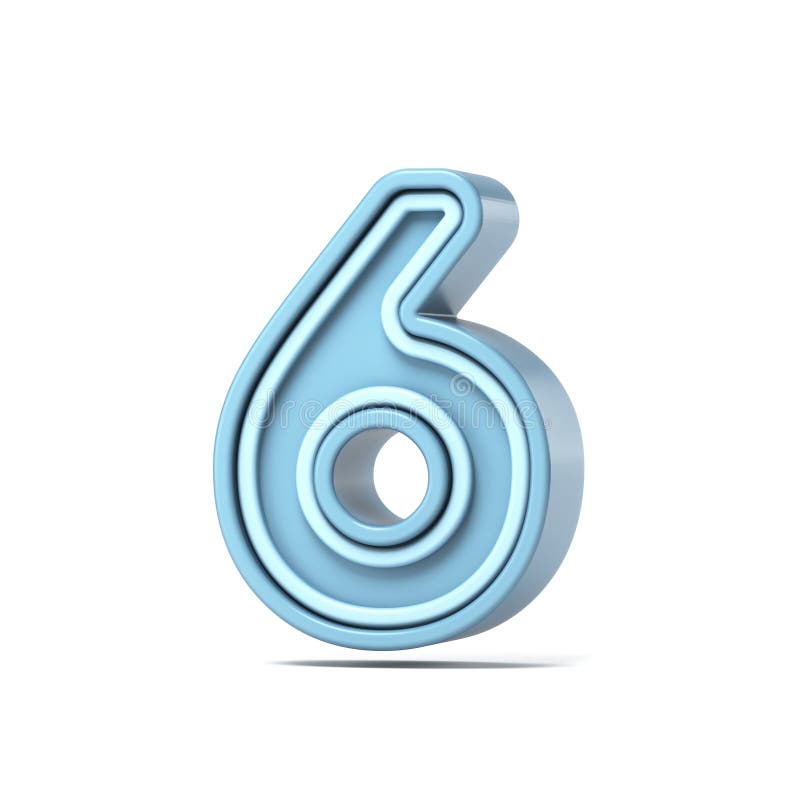 Pastel Blue Font Number 6 SIX 3D Stock Illustration - Illustration of ...