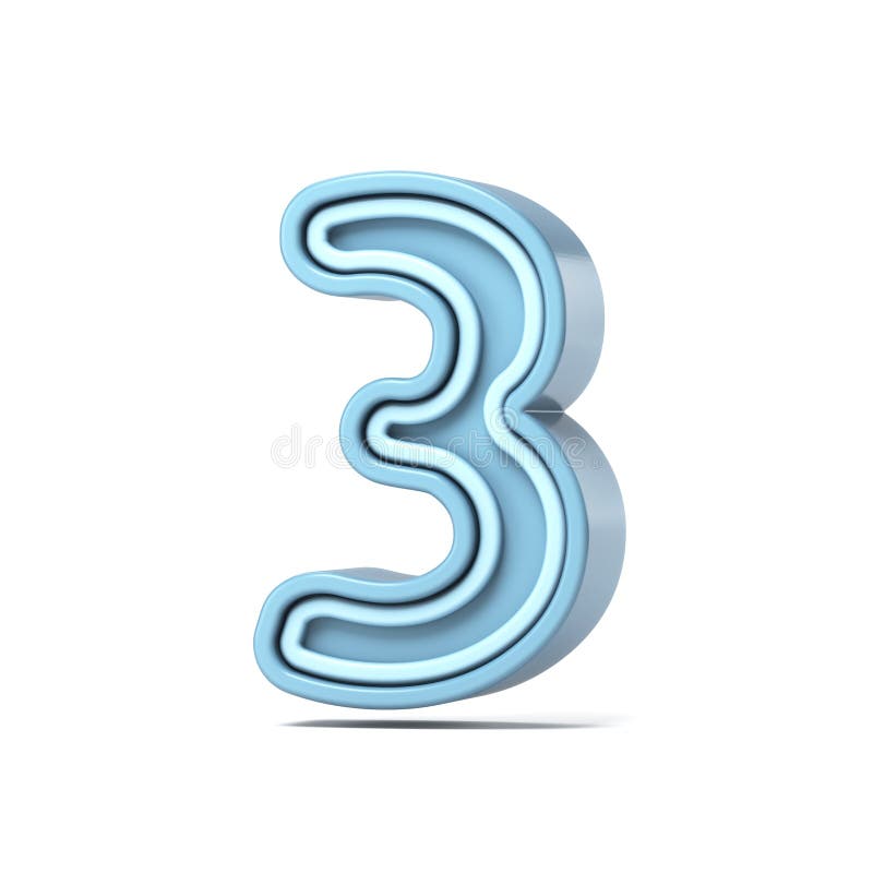 Pastel Blue Font Number 3 THREE 3D Stock Illustration - Illustration of ...
