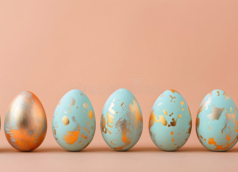 Pastel Blue and Gold Easter Eggs Minimalist Design Stock Illustration ...
