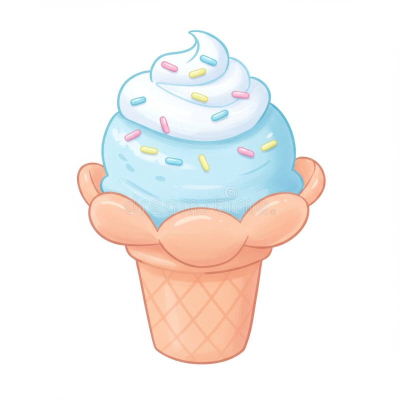 Pastel Blue Ice Cream Cone with Sprinkles Stock Illustration ...
