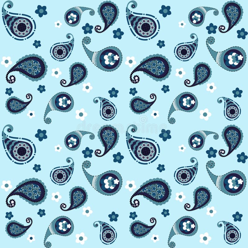Blue paisley pattern stock vector. Illustration of decor - 35542373