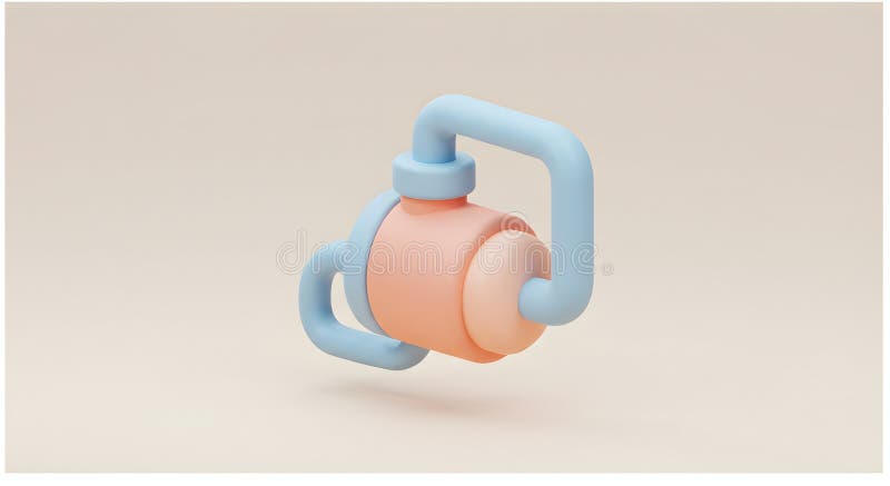 Pastel Blue and Peach 3D Rendered Abstract Machine Component Design ...