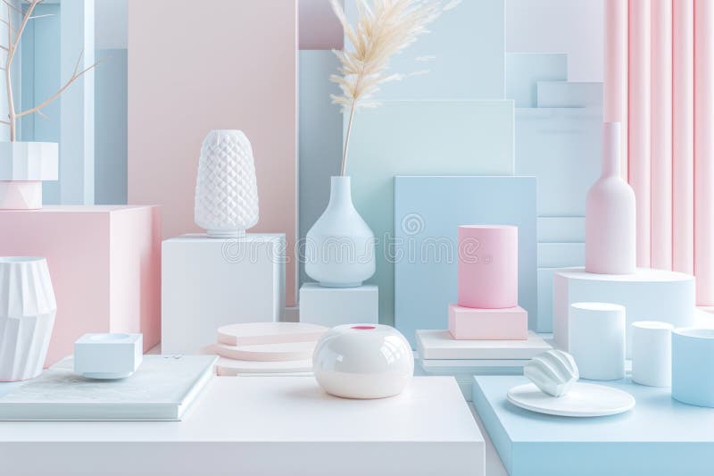 Pastel Blue and Pink Abstract Design Background, Soft Pastel Colors To ...