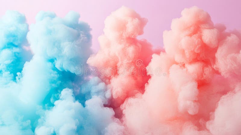 Pastel Blue and Pink Cotton Candy Clouds Stock Illustration ...