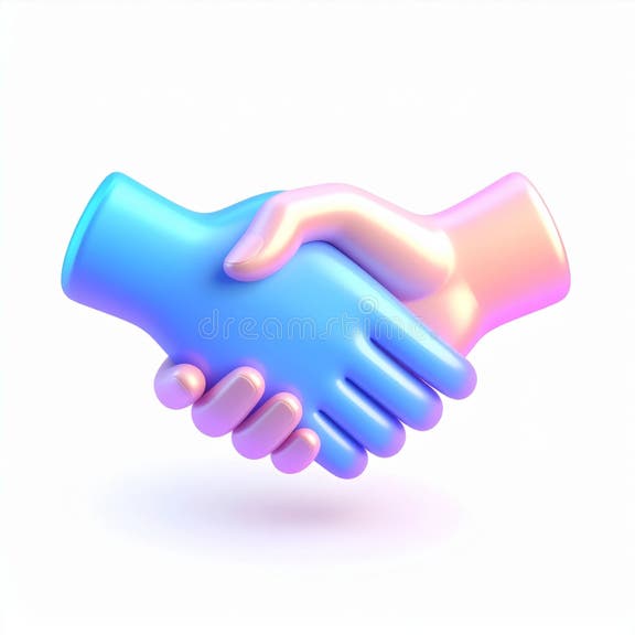 Pastel Blue and Pink 3D Rendered Hands in a Handshake Stock ...