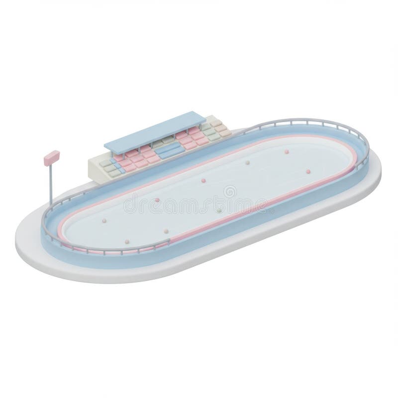 Pastel Blue and Pink Isometric Ice Rink Stadium Stock Illustration ...