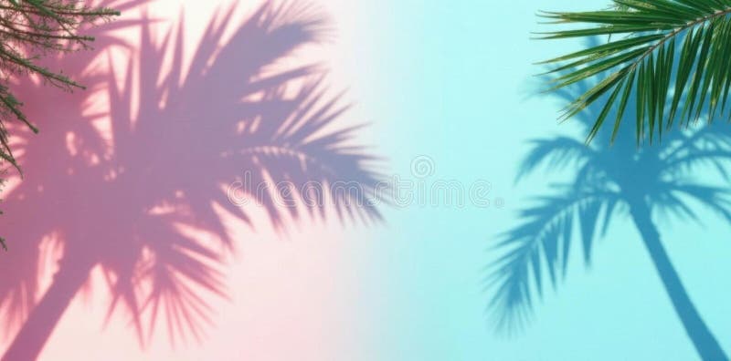 Pastel Blue Pink Summer Backdrop, Palm Tree Shadow Overlay, Palm Tree ...
